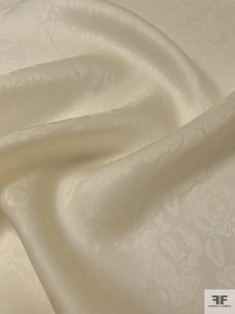 Floral Jacquard Satin Face Organza - Ivory | FABRICS & FABRICS ...