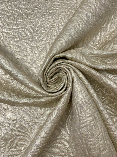Italian Bursting Floral Textured Metallic Brocade - Gold/White/Ice Gold ...