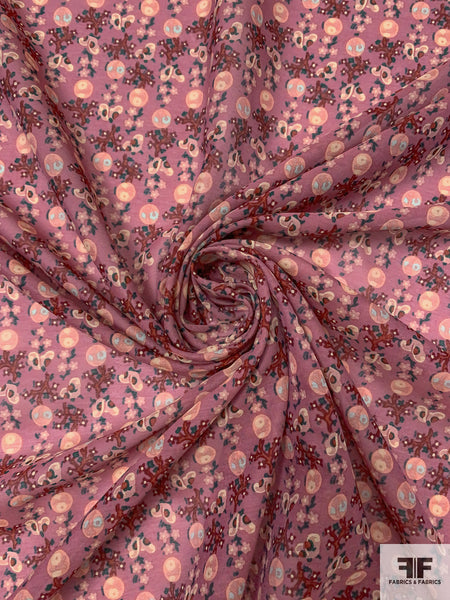 Ditsy Bark and Branch Graphic Printed Cotton Voile - Dusty Rose/Peach ...