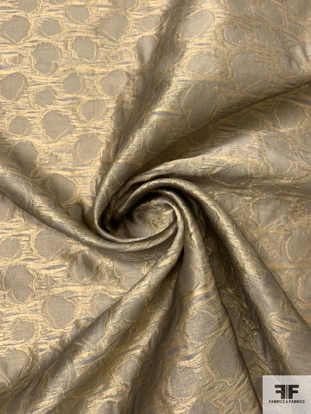 French Double-Side 2-Ply Spotted Novelty Jacquard Organza - Light Gold ...