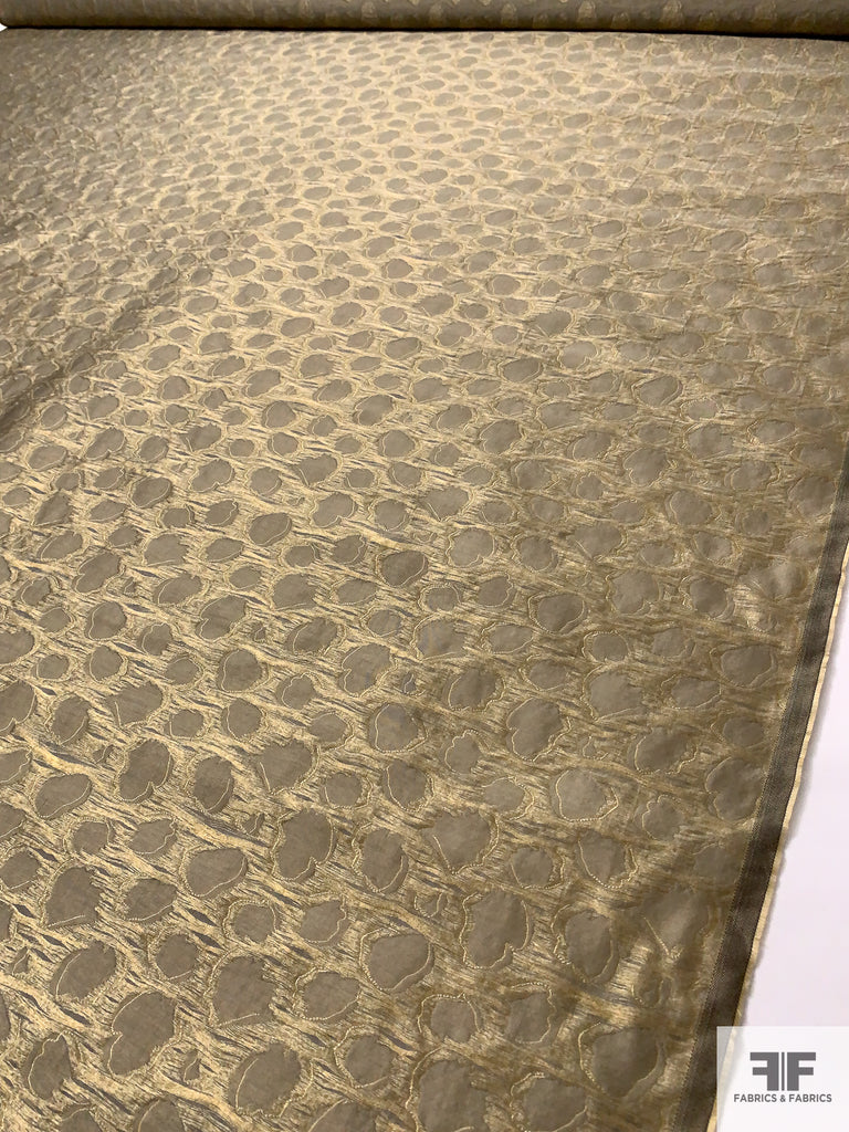 French Double-Side 2-Ply Spotted Novelty Jacquard Organza - Light Gold ...