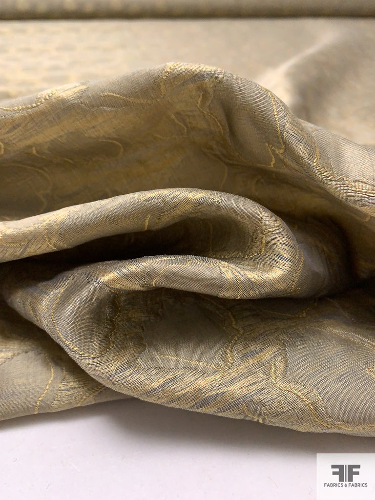 French Double-Side 2-Ply Spotted Novelty Jacquard Organza - Light Gold ...