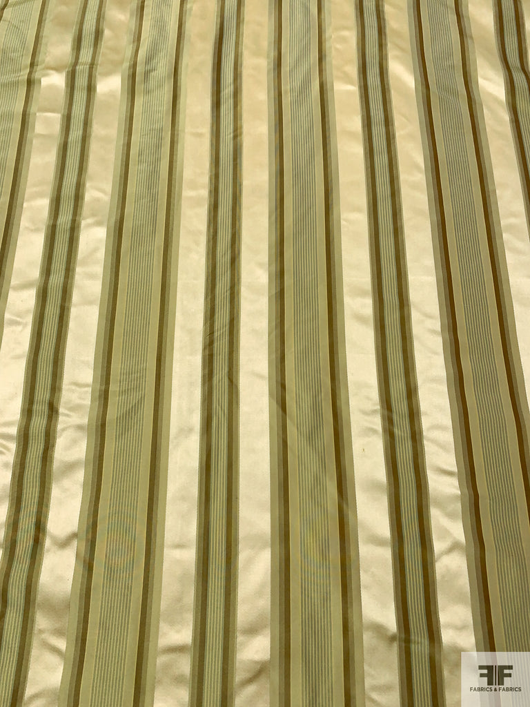Yarn-Dyed and Satin Striped Silk Taffeta - Champagne Gold/Olive Greens/Sage | FABRICS & FABRICS ...