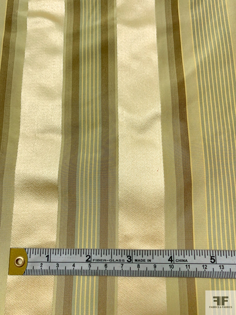 Yarn-Dyed and Satin Striped Silk Taffeta - Champagne Gold/Olive Greens/Sage | FABRICS & FABRICS ...