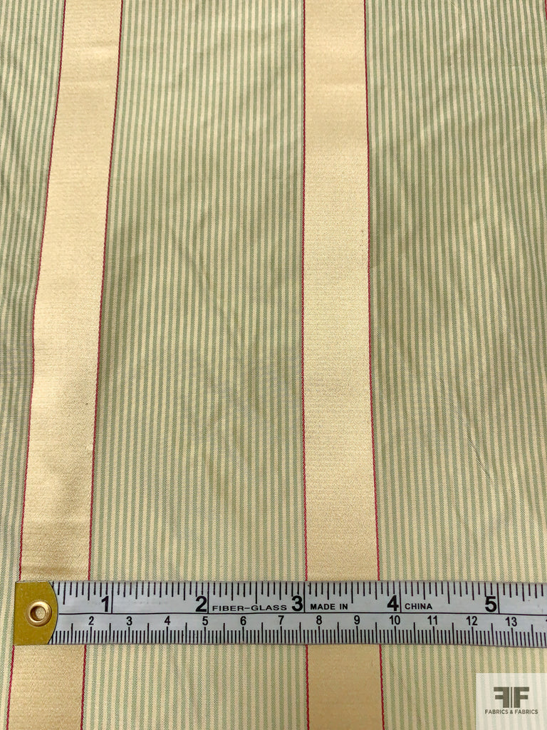 Yarn-Dyed and Satin Striped Silk Taffeta - Antique Green/Champagne Gold/Raspberry | FABRICS ...