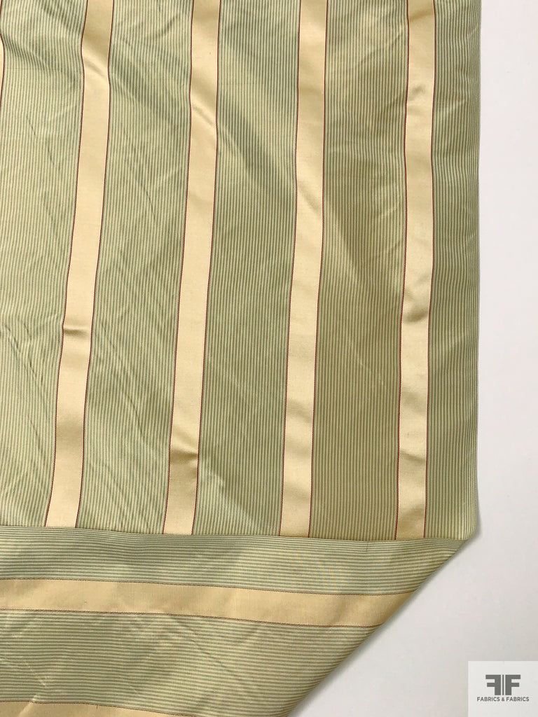 Yarn-Dyed and Satin Striped Silk Taffeta - Antique Green/Champagne Gold/Raspberry | FABRICS ...