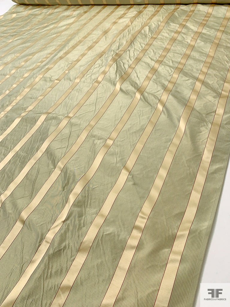Yarn-Dyed and Satin Striped Silk Taffeta - Antique Green/Champagne Gold/Raspberry | FABRICS ...