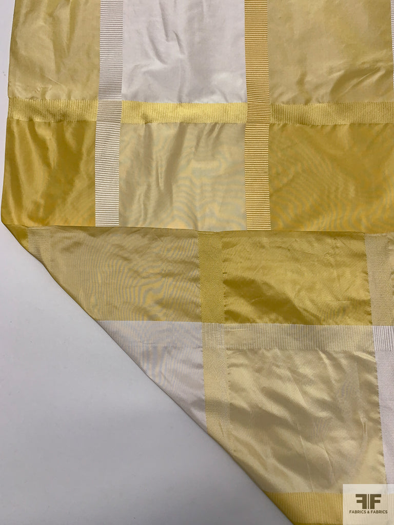 Yarn-Dyed Silk Taffeta with Satin-Faille Windowpane Pattern - Antique Yellow/Off-White | FABRICS ...