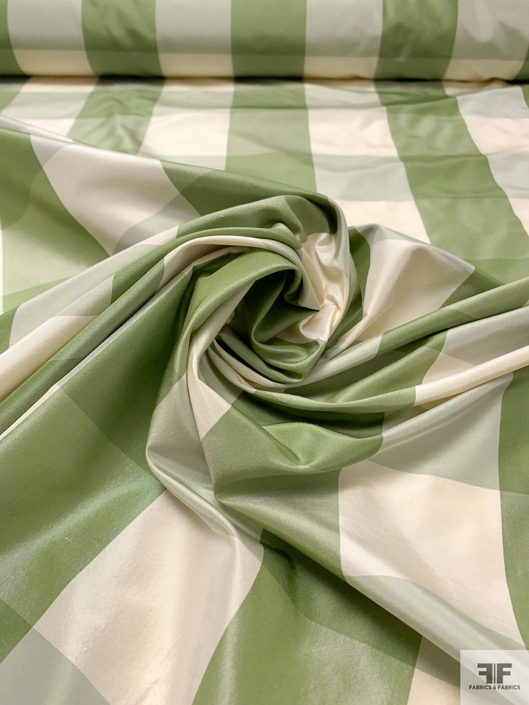 Buffalo Plaid Yarn-Dyed Silk Taffeta - Olive Green/Cream | FABRICS & FABRICS – Fabrics & Fabrics