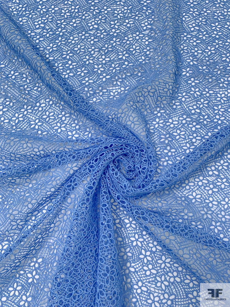 Double-Scalloped Small Floral Guipure Lace - Periwinkle Blue | FABRICS ...