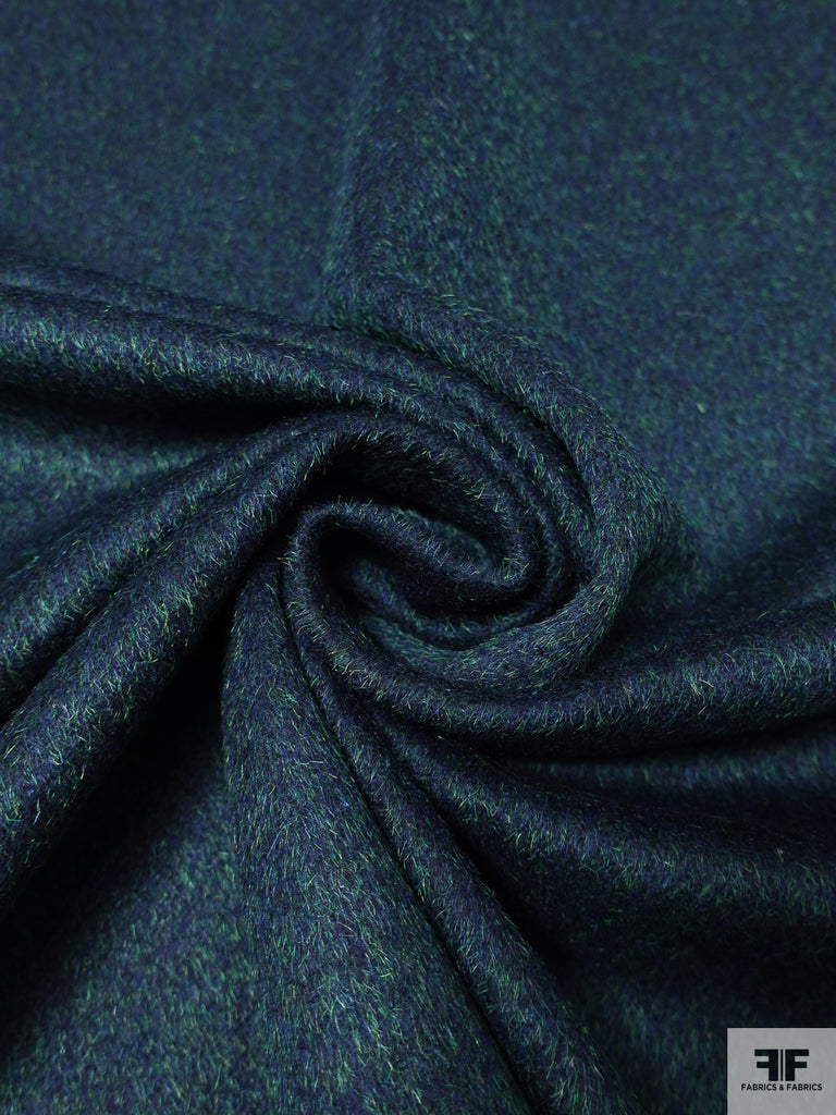 Italian Heathered Wool-Blend Coating - Navy/Green | FABRICS & FABRICS ...