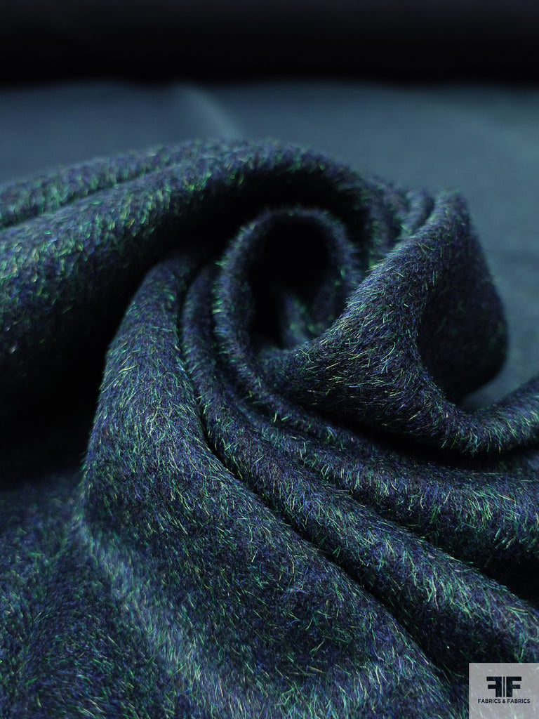 Italian Heathered Wool-Blend Coating - Navy/Green | FABRICS & FABRICS ...