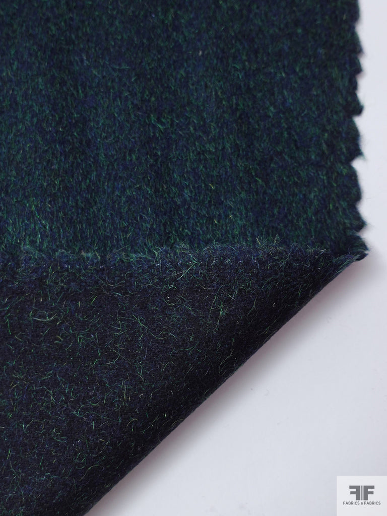 Italian Heathered Wool-Blend Coating - Navy/Green | FABRICS & FABRICS ...