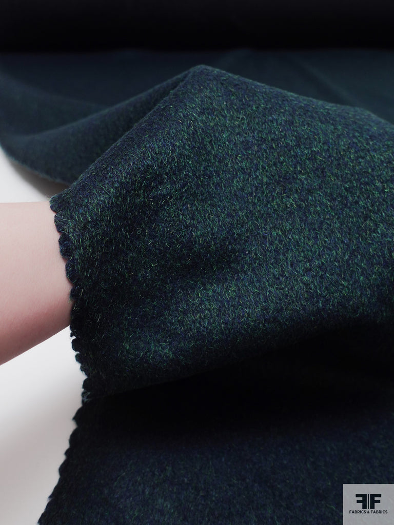 Italian Heathered Wool-Blend Coating - Navy/Green | FABRICS & FABRICS ...