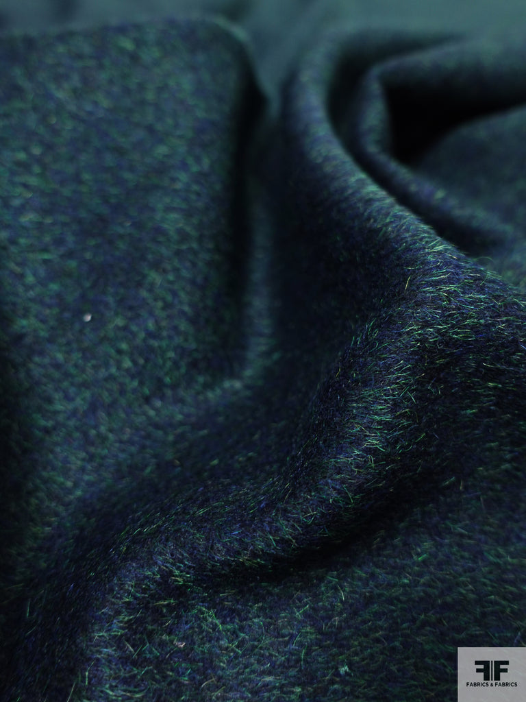 Italian Heathered Wool-Blend Coating - Navy/Green | FABRICS & FABRICS ...