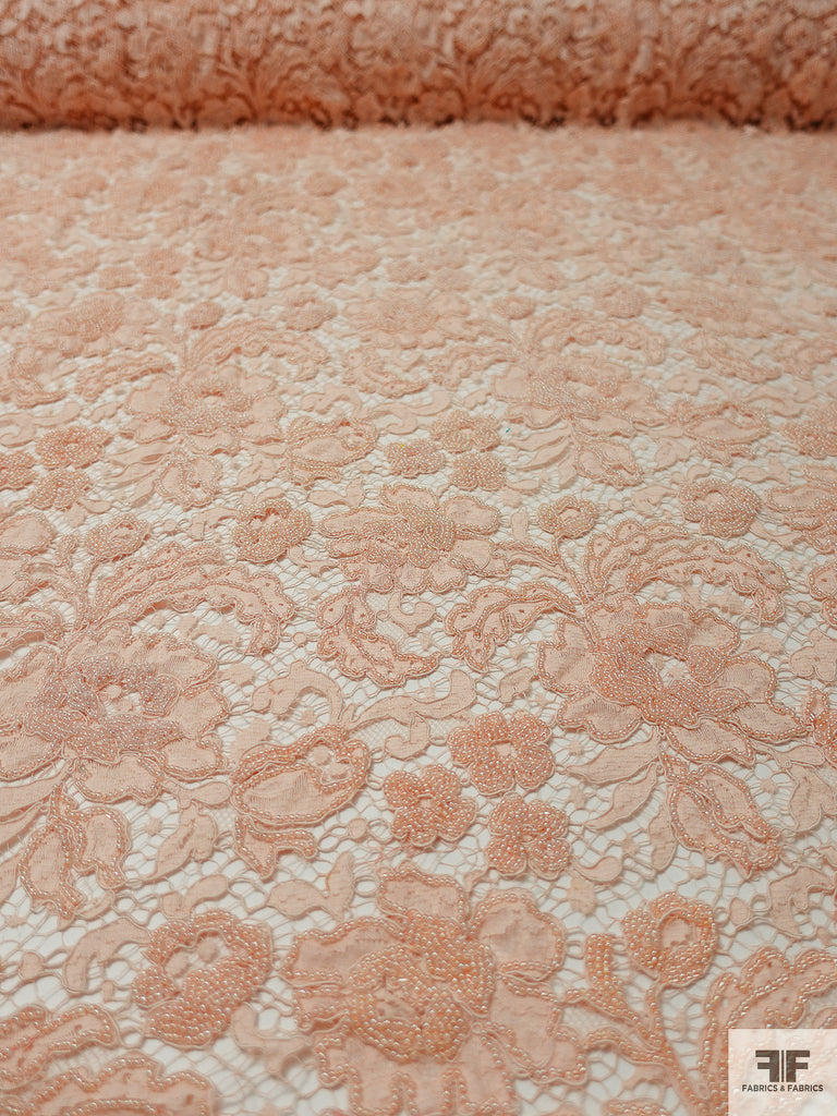 French Caviar Beaded Lace - Light Peach | FABRICS & FABRICS – Fabrics ...