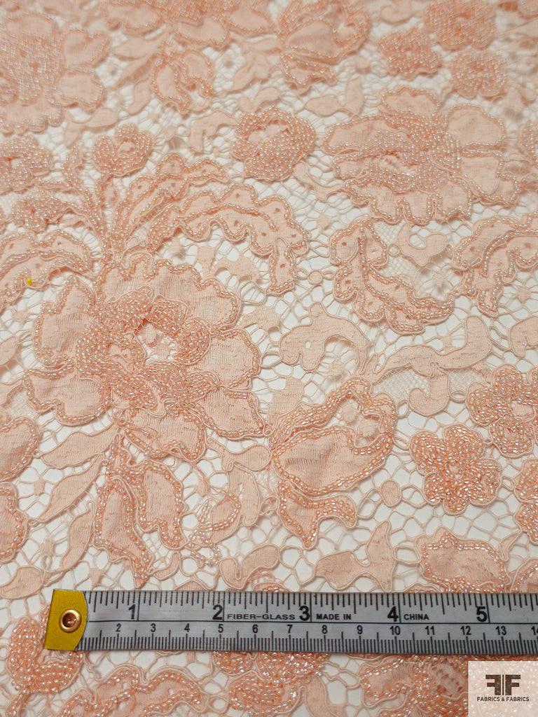 French Caviar Beaded Lace - Light Peach | FABRICS & FABRICS – Fabrics ...