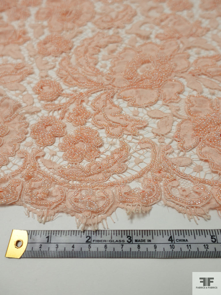 French Caviar Beaded Lace - Light Peach | FABRICS & FABRICS – Fabrics ...