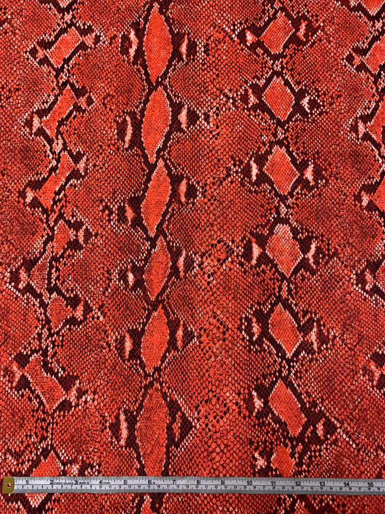 Italian Snakeskin Printed Tricot Knit - Vermilion/Brick Red/Black ...