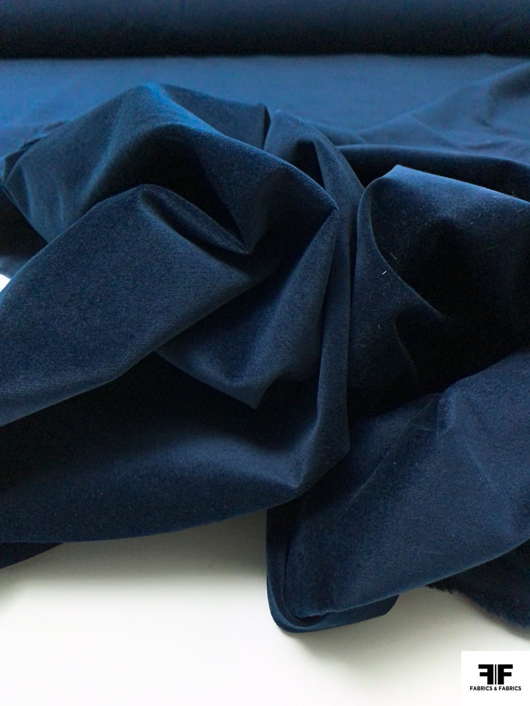 Italian Solid Stretch Cotton Velveteen - Navy | FABRICS & FABRICS ...