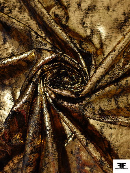 Metallic Foil Printed Stretch Velvet - Gold/Black | FABRICS & FABRICS ...