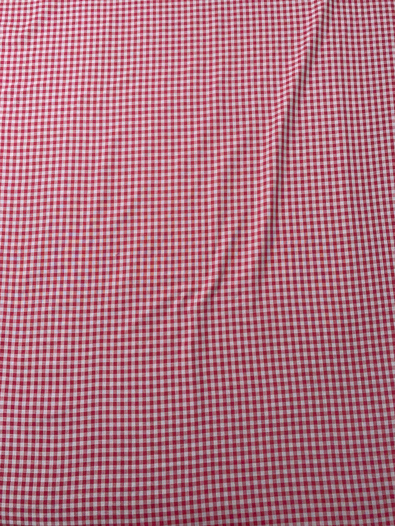 2-Ply Gingham Check and Striped Yarn-Dyed Double Cotton Voile - Raspberry / Nardo Grey | FABRICS ...