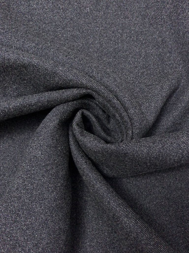 Brushed Twill-Look Wool Coating - Dark Navy / Off-White | FABRICS ...