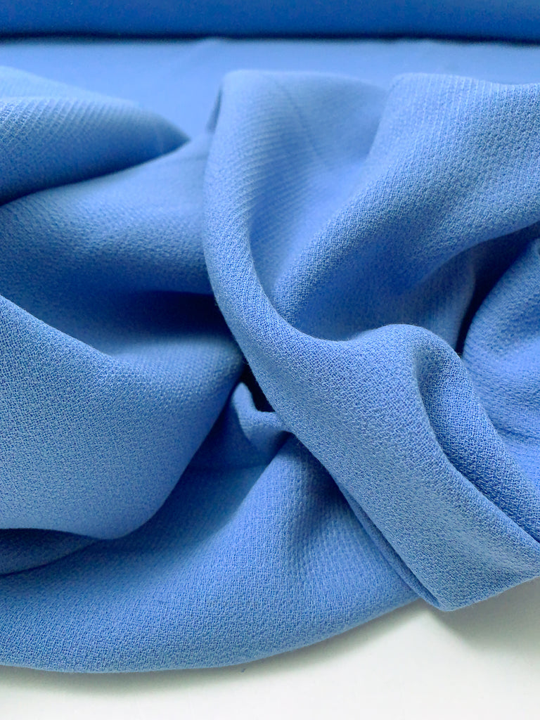Italian Solid Stretch Double Wool Crepe - Cornflower Blue | FABRICS ...