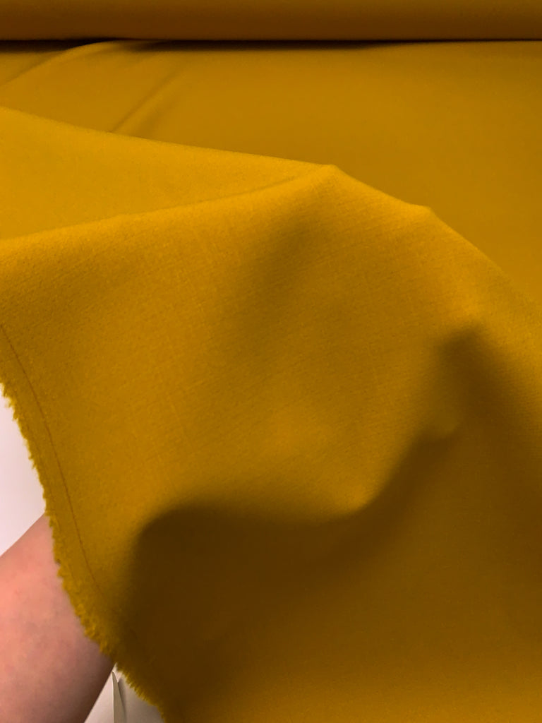 Italian 2-Ply Plain Weave Stretch Virgin Wool Suiting - Ochre Yellow ...