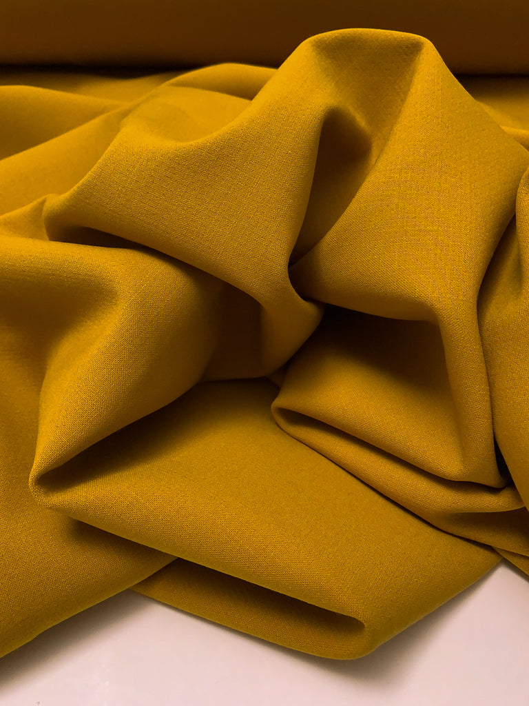 Italian 2-Ply Plain Weave Stretch Virgin Wool Suiting - Ochre Yellow ...