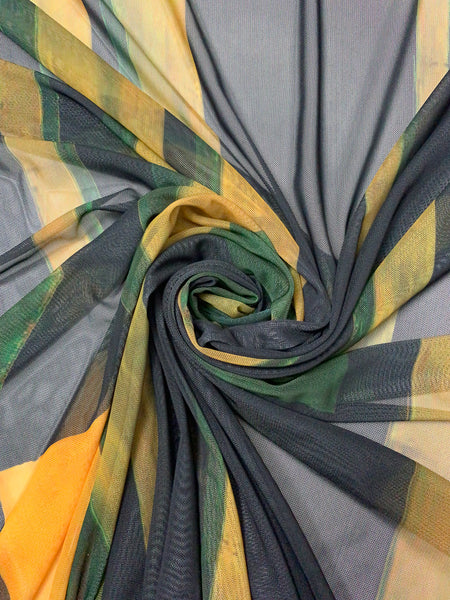 Italian Geometric Arches Printed Stretch Mesh Panel - Turmeric / Moss ...