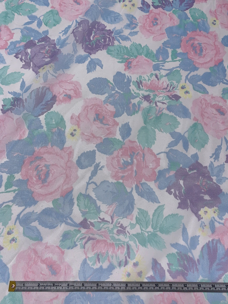 Floral Printed Netting - Blue / Pink / Mint Green / Purple / White ...