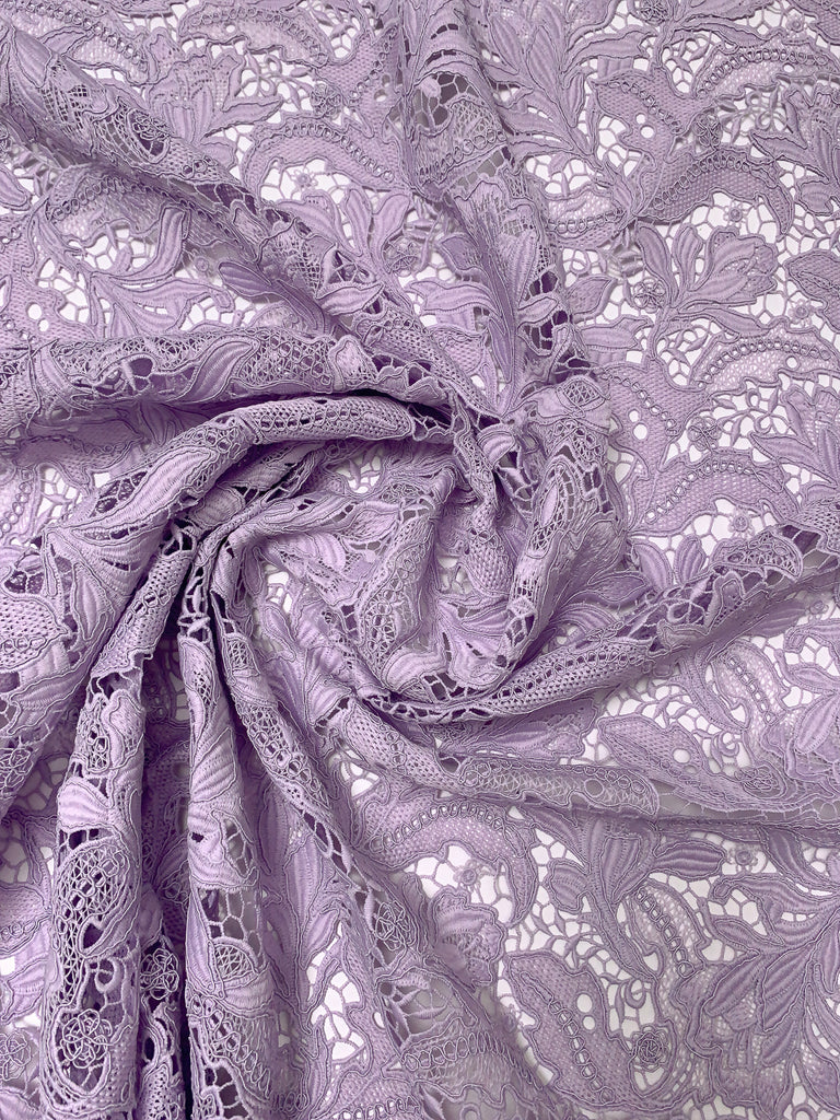 Floral Guipure Lace - Lavender | FABRICS & FABRICS – Fabrics & Fabrics