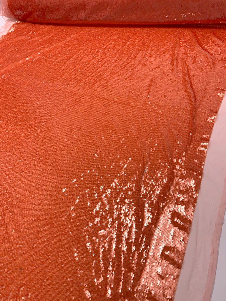 Sheer Fish Scale Sequins on Tulle - Blood Orange | FABRICS & FABRICS ...