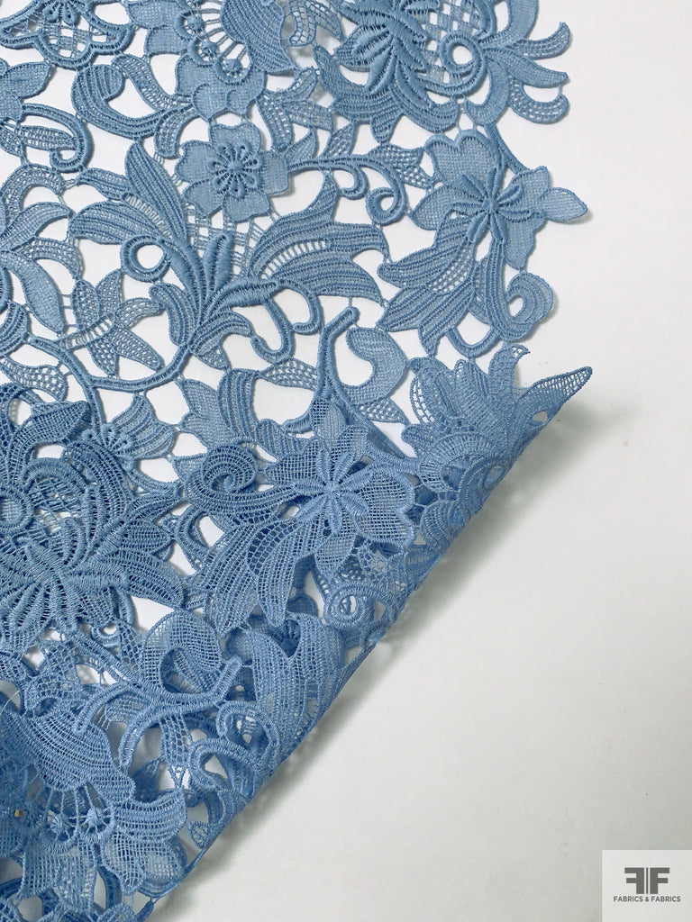 Floral Guipure Lace - Carolina Blue | FABRICS & FABRICS – Fabrics & Fabrics