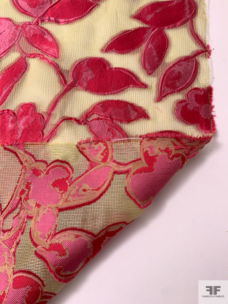 Italian Bold Floral Fil Coupé Marquisette Silk Gazar - Pink/Biscotti ...