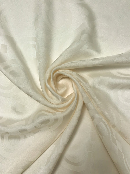 Ivory Geometric Silk Jacquard - Fabrics & Fabrics