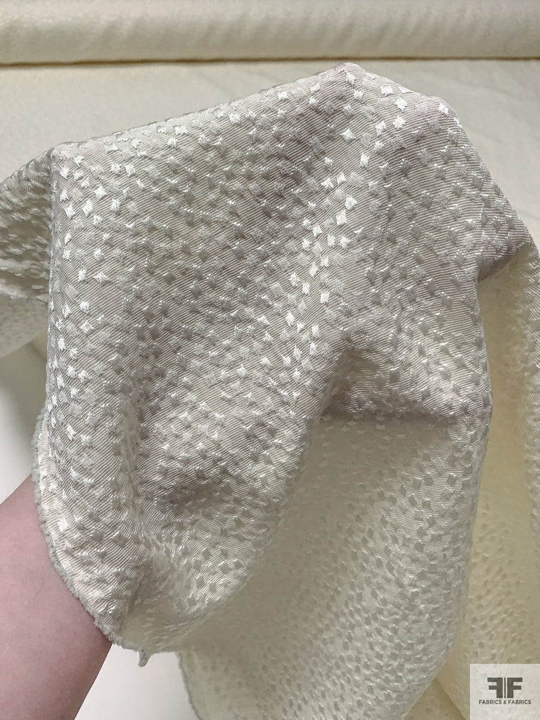 Italian Geometric Dotted Brocade - Ivory | FABRICS & FABRICS – Fabrics ...