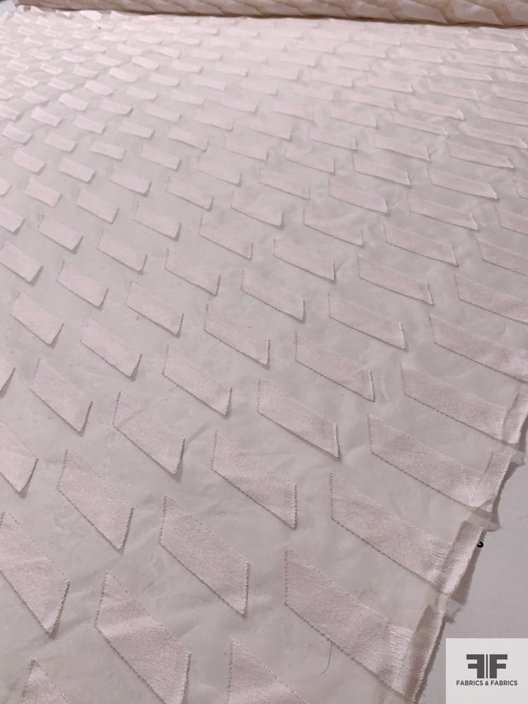 Italian Geometric Cotton Pattern wiith Silk Organza Base - Light Blush ...
