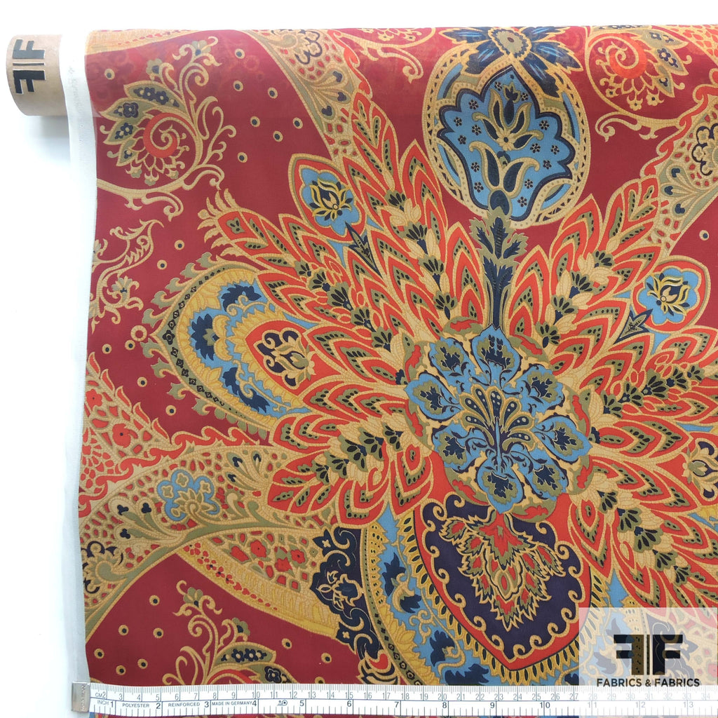 Red/Multicolor Floral Printed Silk Chiffon - Fabrics & Fabrics
