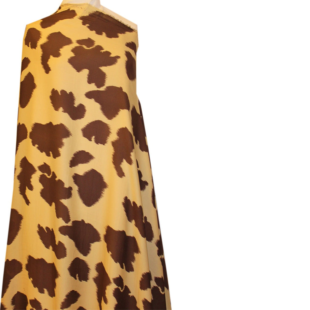 Tan/Brown Cow Printed Silk Georgette - Fabrics & Fabrics