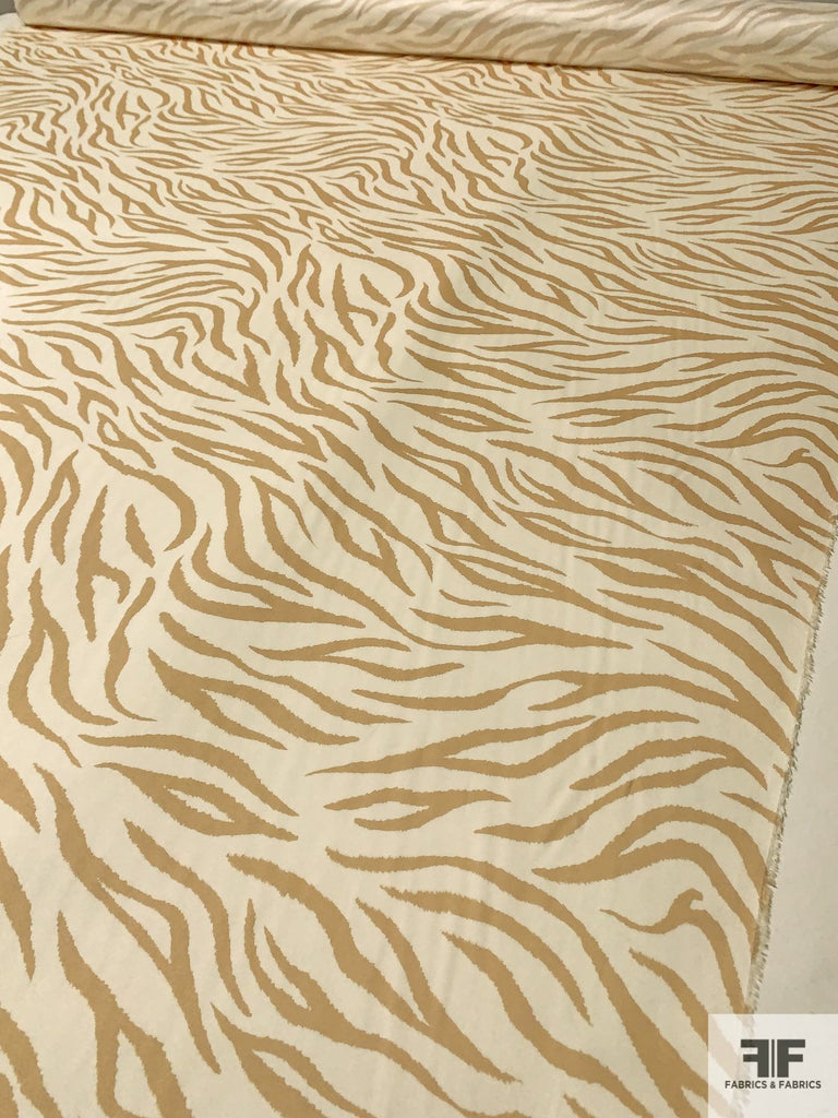 Italian Zebra Pattern Printed Polyester Twill - Tan/Ivory | FABRICS ...