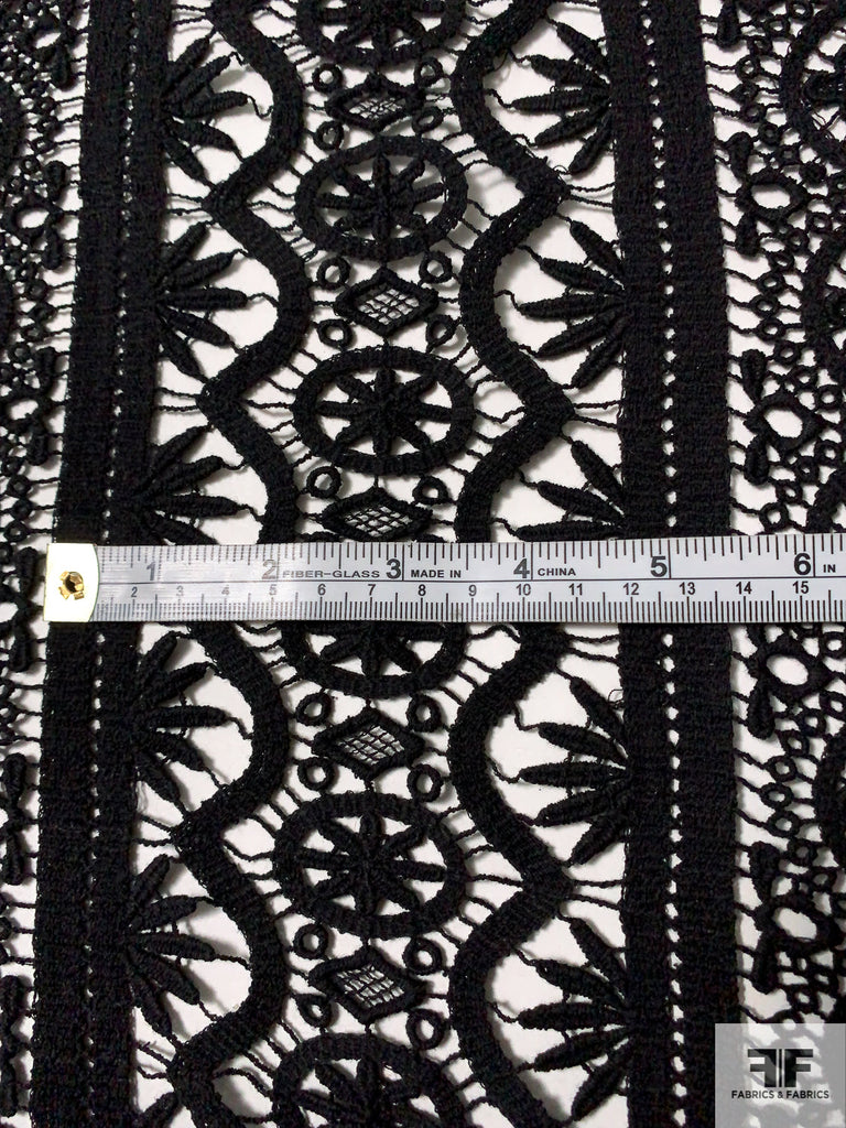 Linear Ethnic Pattern Battenberg Lace - Black | FABRICS & FABRICS ...