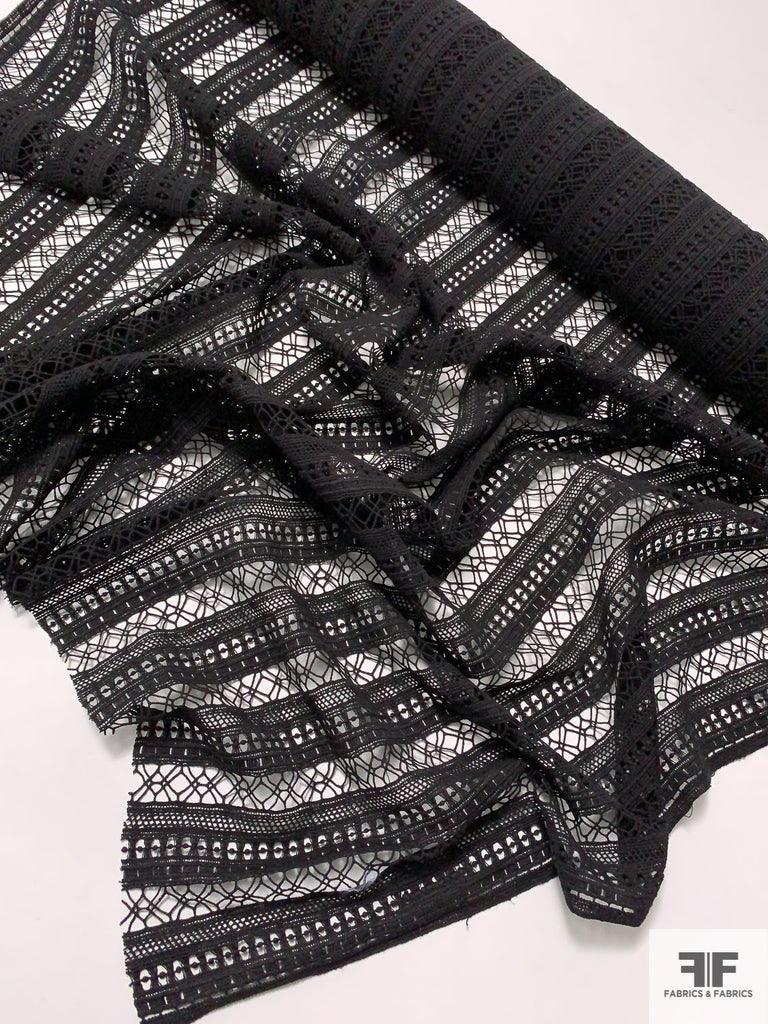 Linear Design Guipure Lace - Black | FABRICS & FABRICS – Fabrics & Fabrics