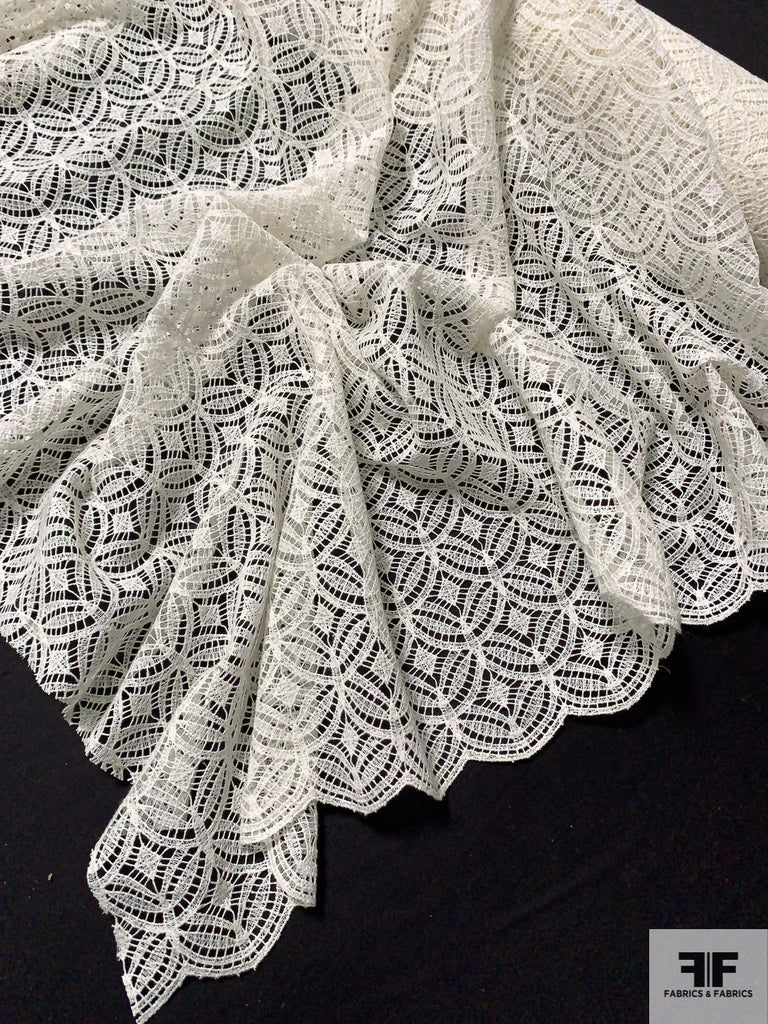 Geometric Circle Rings Lightweight Guipure Lace - Ivory | FABRICS ...