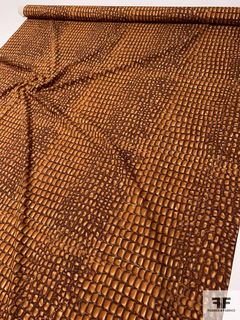 Reptile Pattern Lightweight Cotton Twill - Caramel/Brown/Black ...