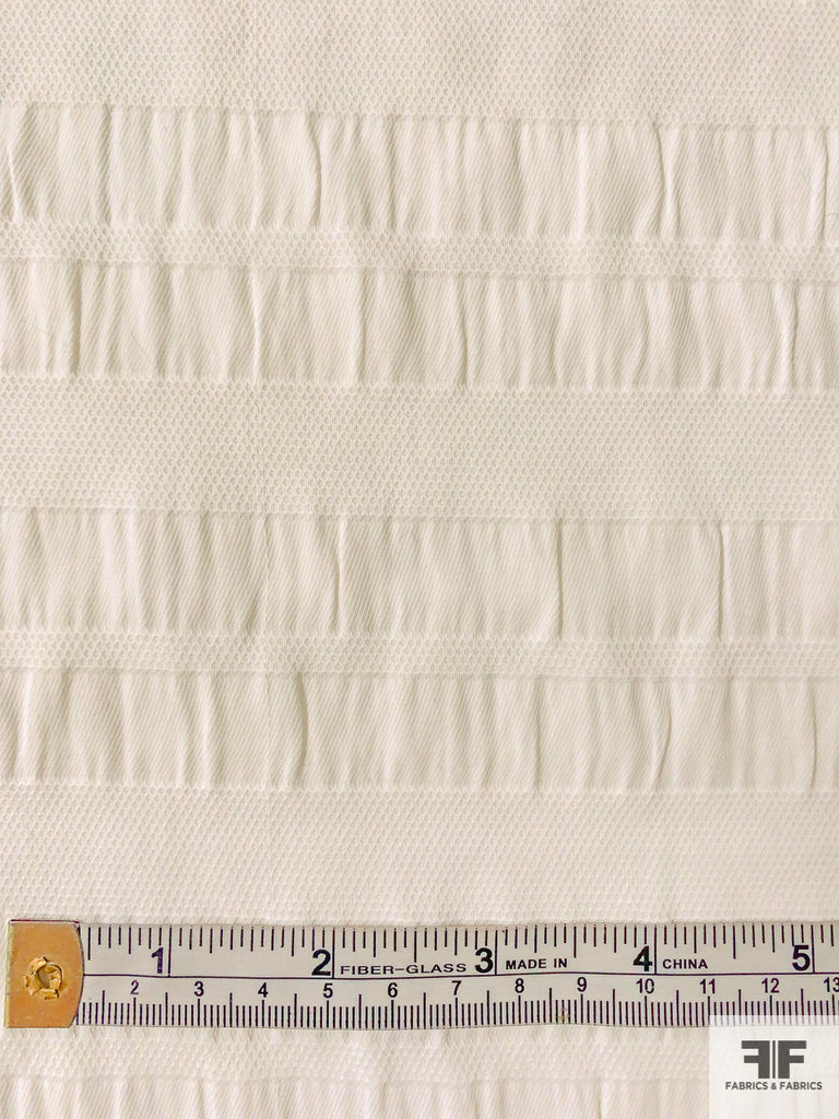 Italian Horizontal Textured Striped Drapey Jacquard Brocade - Off-White ...