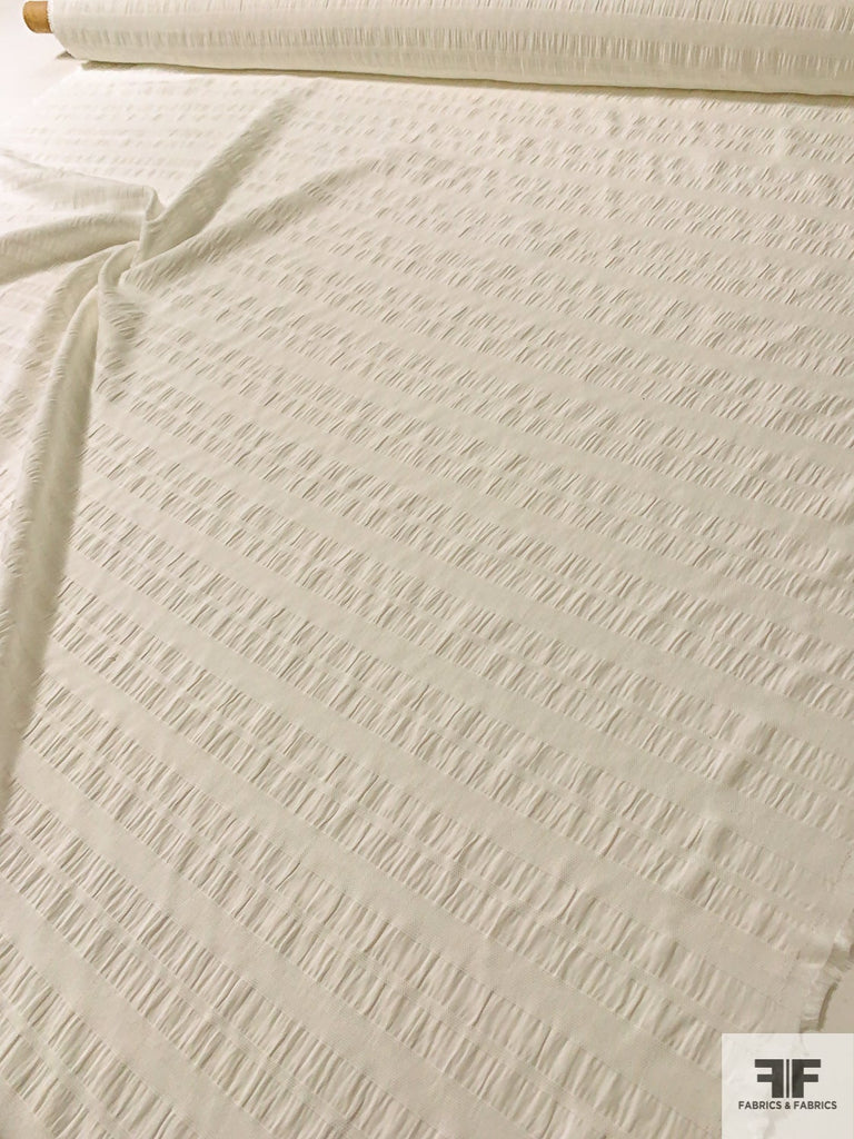 Italian Horizontal Textured Striped Drapey Jacquard Brocade - Off-White ...