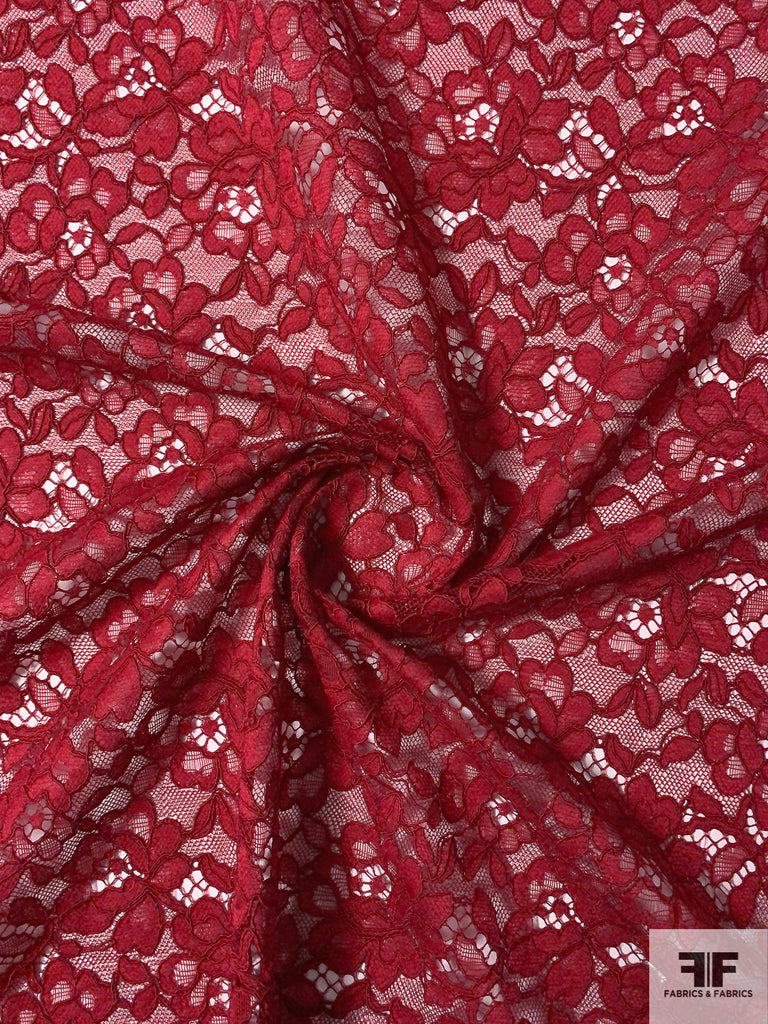 Floral Double-Scalloped Fine Corded Lace Strip - Scarlet Red | FABRICS ...