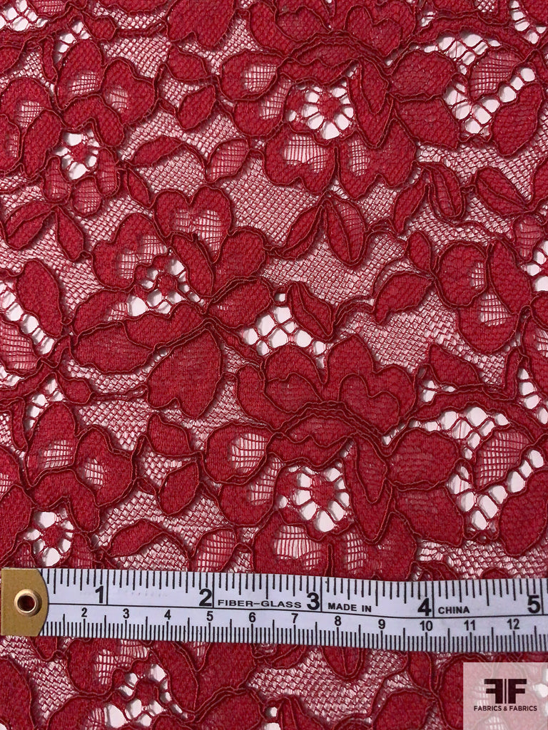 Floral Double-Scalloped Fine Corded Lace Strip - Scarlet Red | FABRICS ...
